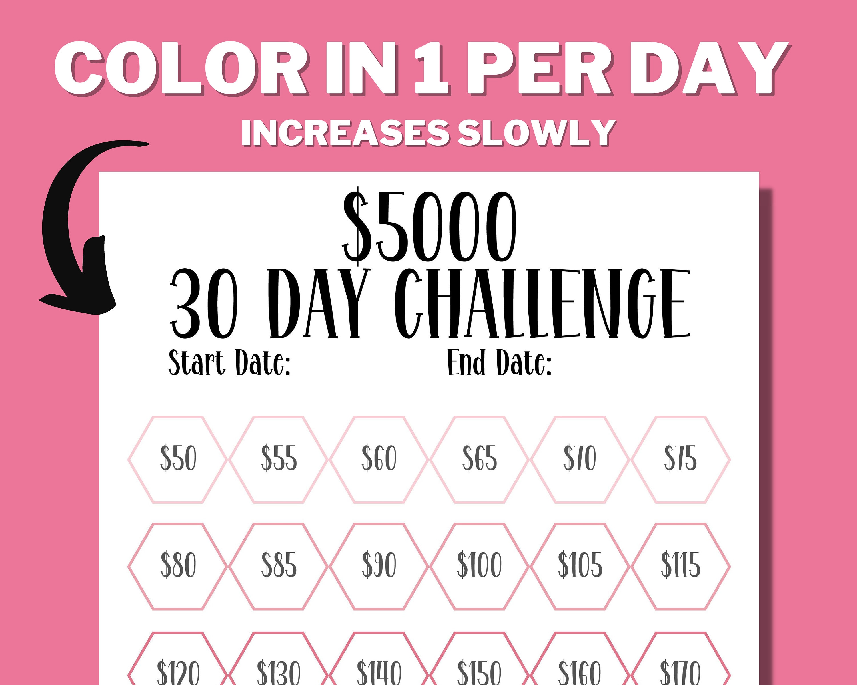5K 30 DAY CHALLENGE Printable, 5000 Savings Challenge, 5K Challenge ...
