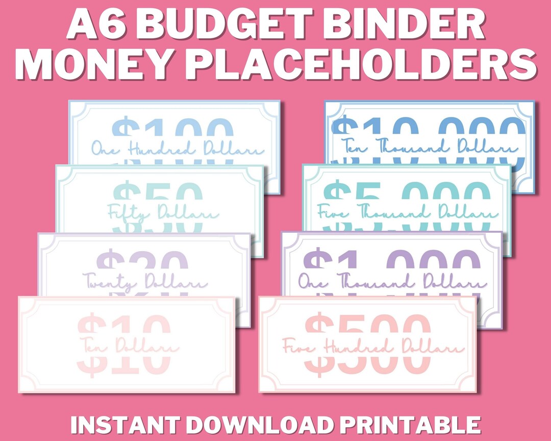 PRINTABLE Money Placeholders for A6 Budget Binders, A6 Cash Envelope ...