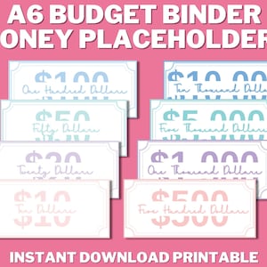 PRINTABLE Money Placeholders for A6 Budget Binders, A6 Cash Envelope ...