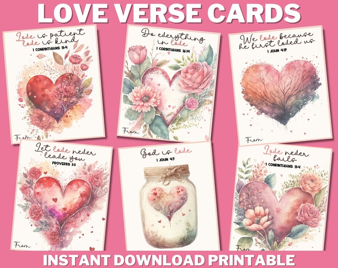 Christian Valentines Love Scripture Cards | Kids Valentine's Day Cards ...