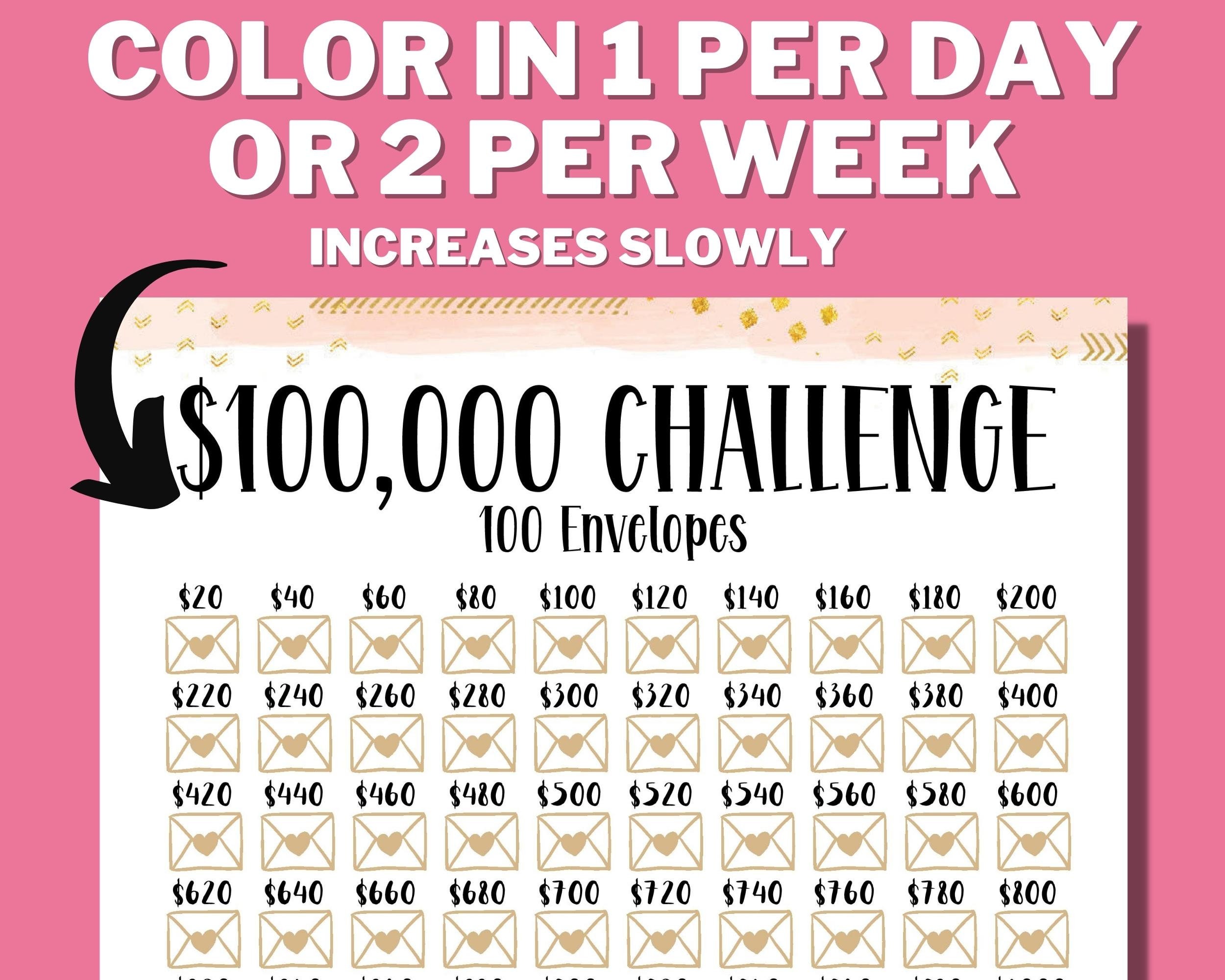 100K 100 ENVELOPE CHALLENGE Printable 100000 Saving Tracker - Etsy UK