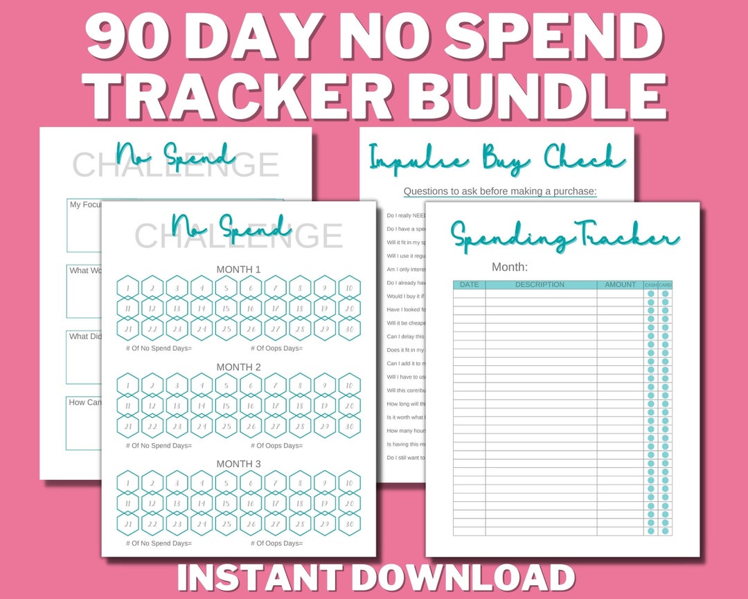 No Spend Challenge Bundle PRINTABLE, No Spend Month, No Spend Tracker ...