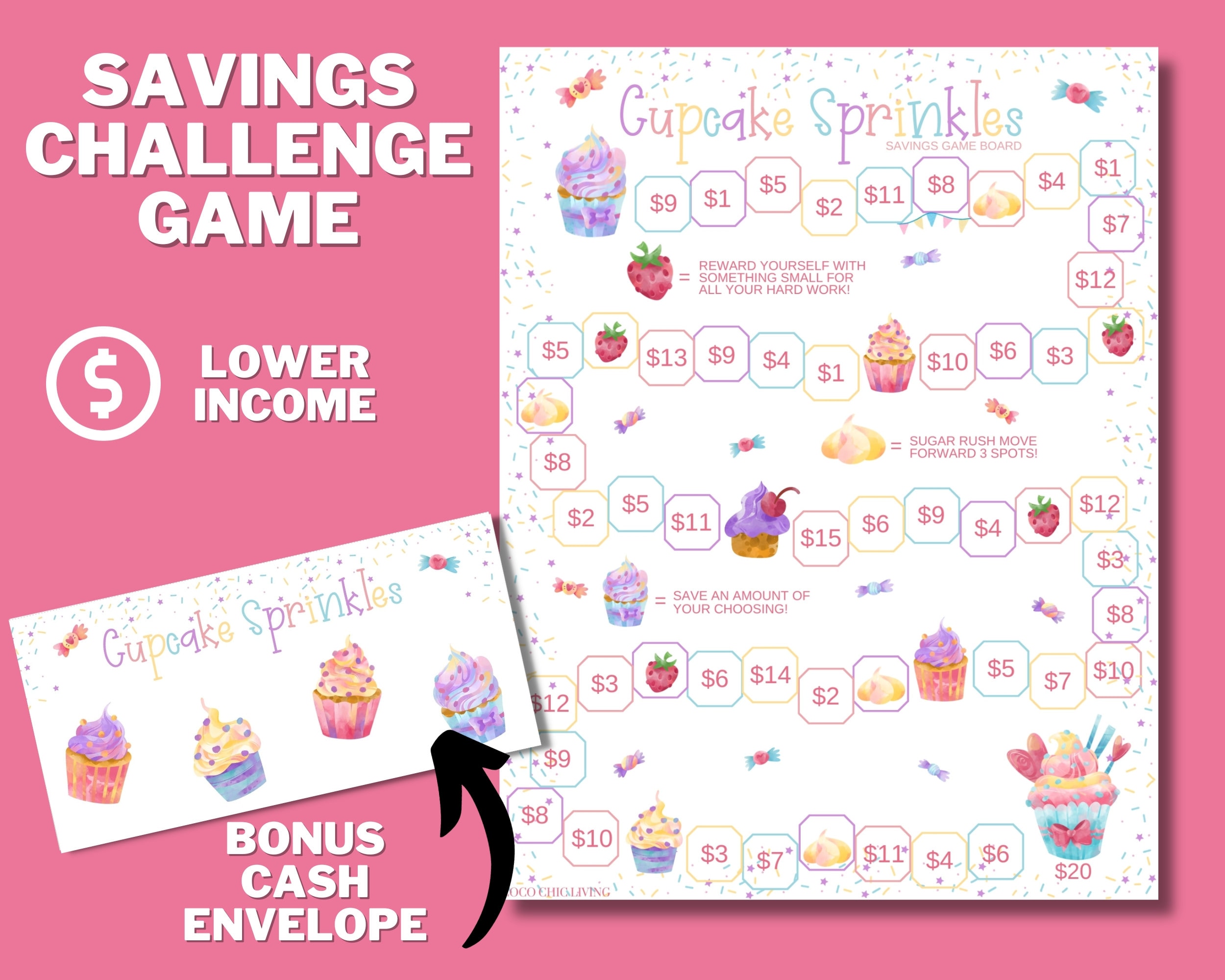 Cupcake Money Saving Challenge PRINTABLE, Roll the Dice, Money ...