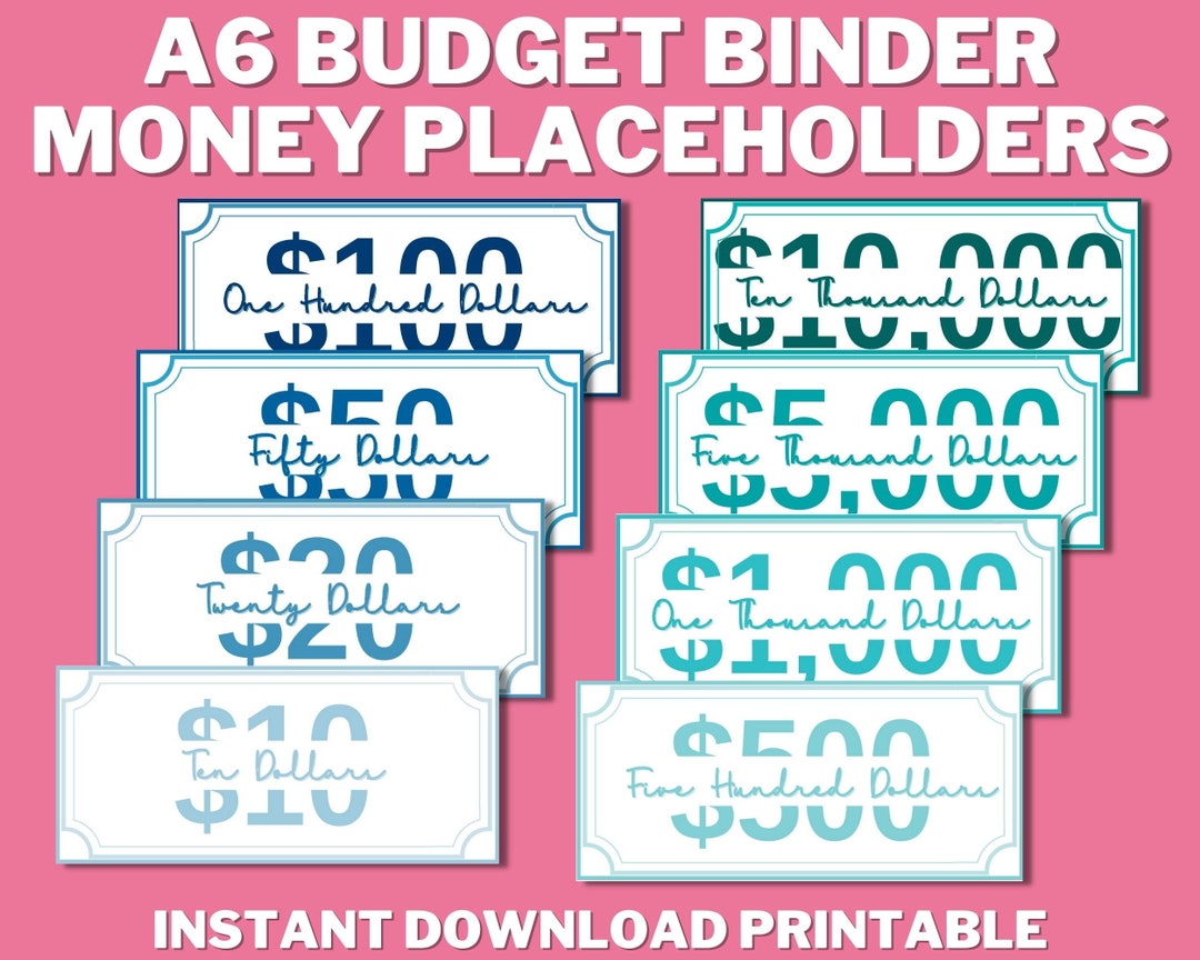 PRINTABLE Money Placeholders for A6 Budget Binders, A6 Cash Envelope ...
