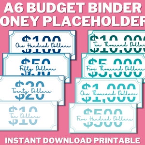 PRINTABLE Money Placeholders for A6 Budget Binders, A6 Cash Envelope ...