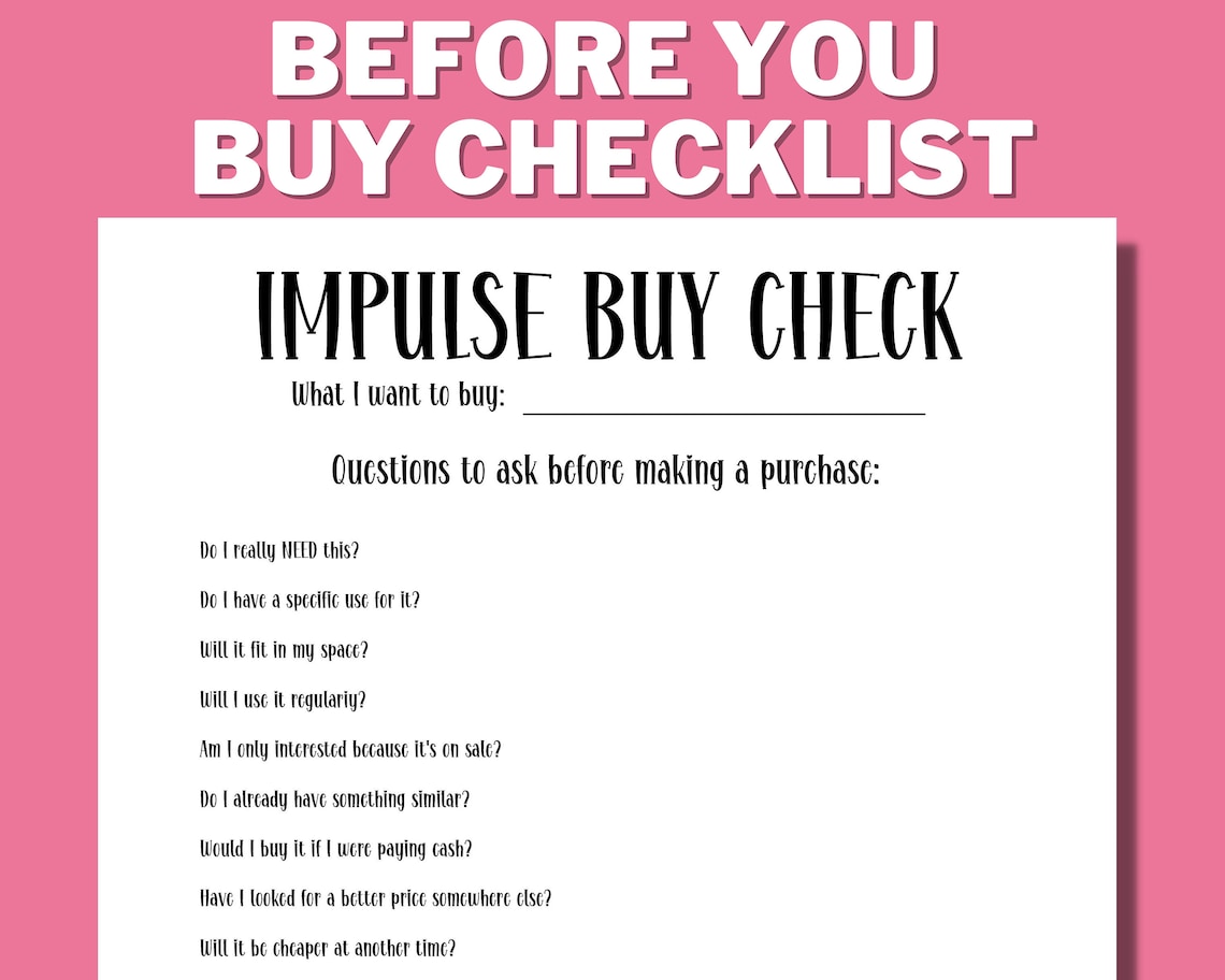 Stop Impulse Buying Printable Purchase Decision Checklist - Etsy