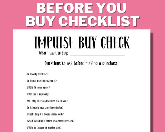 Stop Impulse Buying Printable Purchase Decision Checklist | Etsy