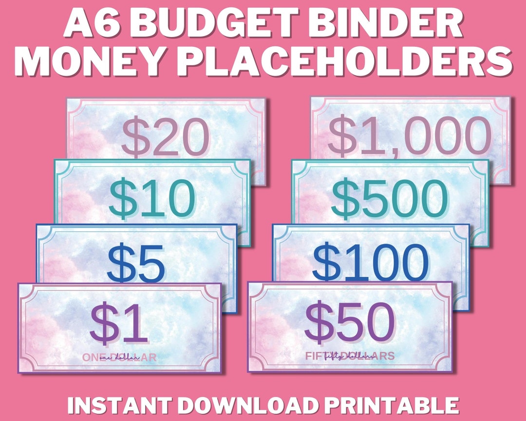 PRINTABLE Money Placeholders for A6 Budget Binders, A6 Cash Envelope ...