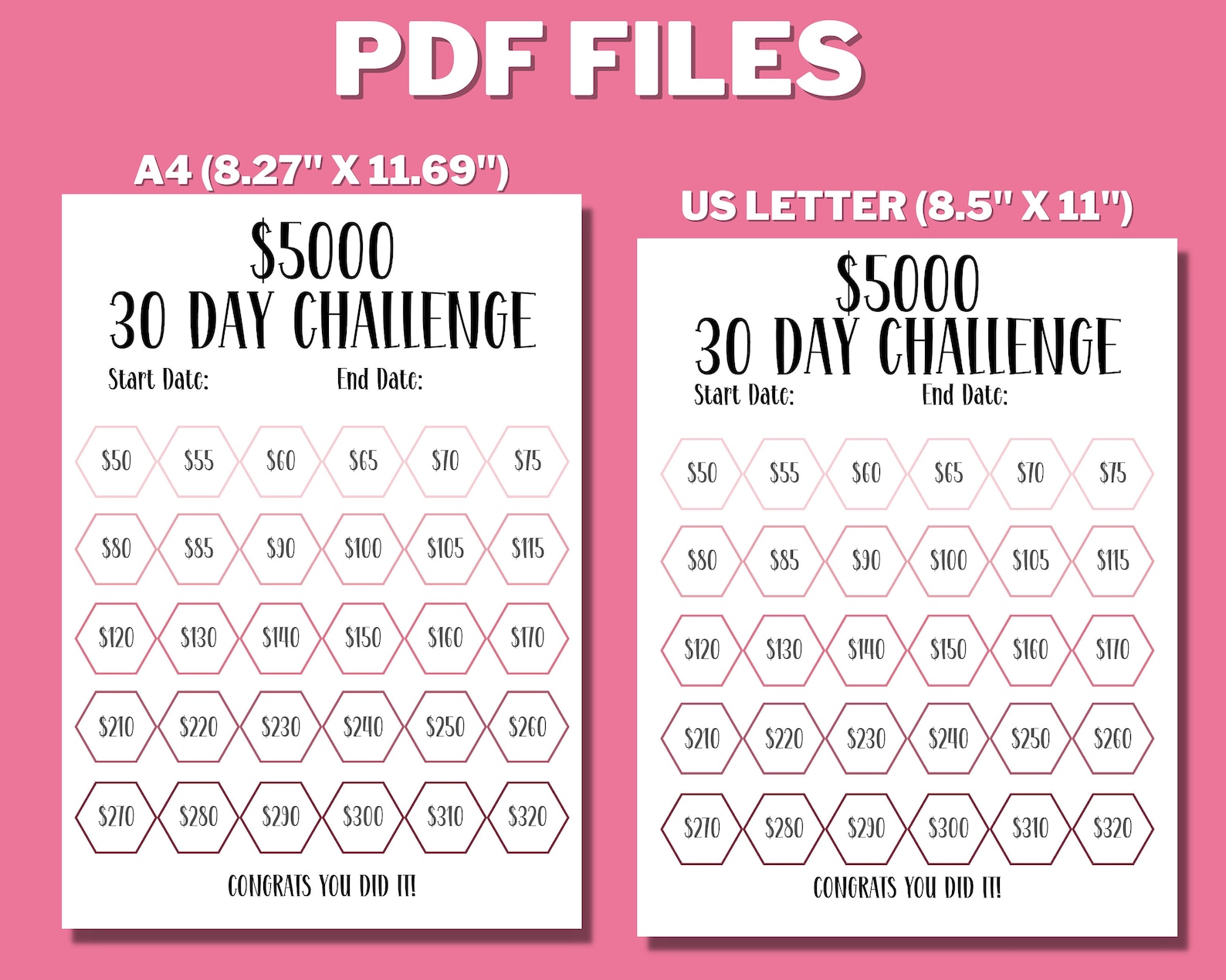 5K 30 DAY CHALLENGE Printable 5000 Savings Challenge 5K - Etsy