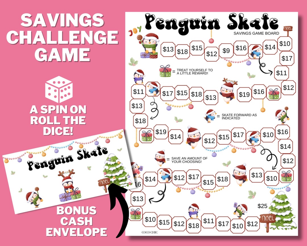 Christmas Holiday Board Game PRINTABLE, Roll the Dice, Cash Envelope ...