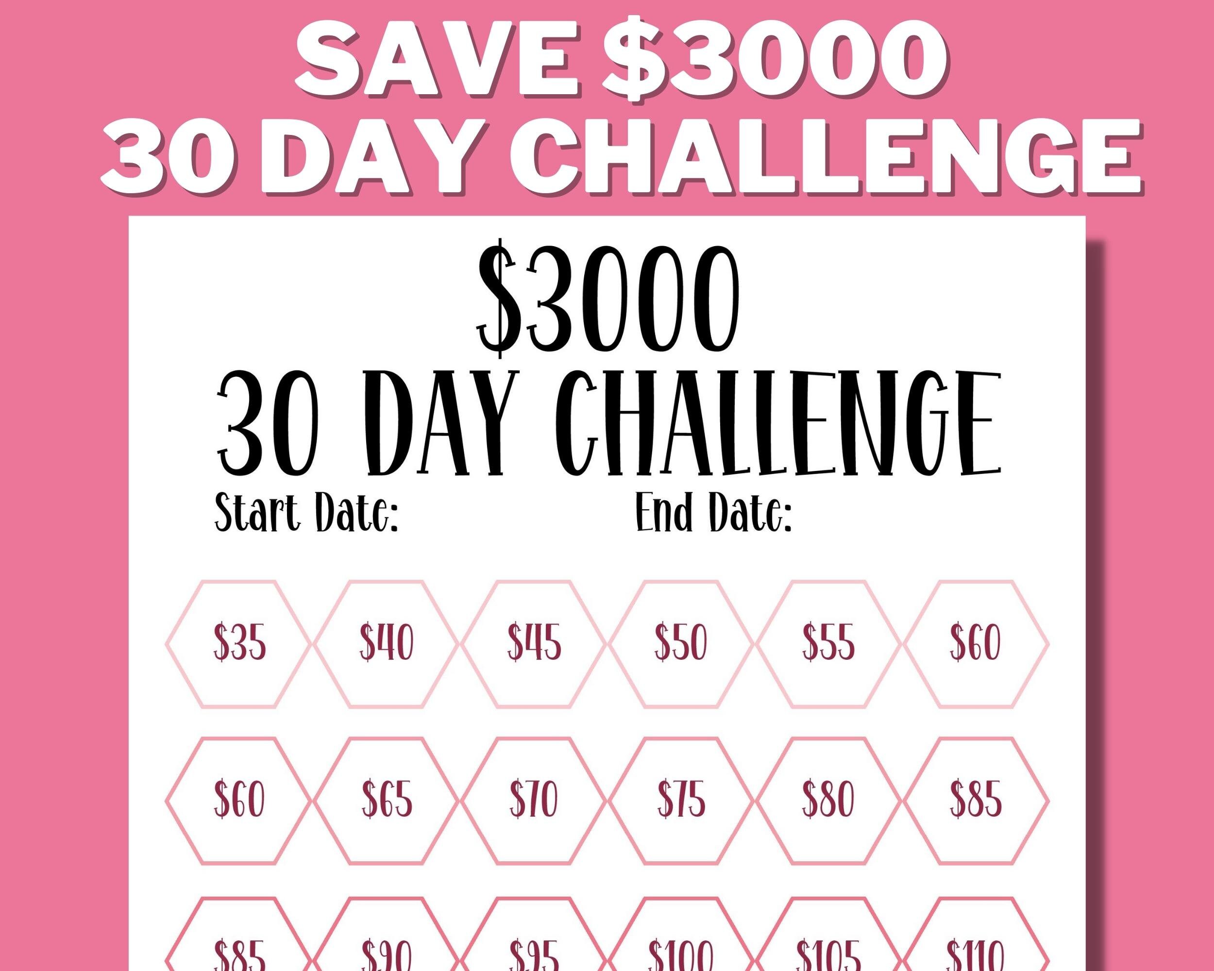 3K 30 DAY CHALLENGE Printable 3000 Saving Tracker 3K Etsy 3K 30 DAY CHALLENGE Printable 3000 Saving Tracker 3K Etsy