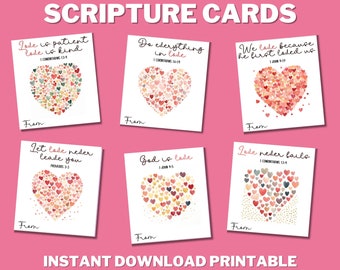 God's Love Bible Verse Note Cards Printable Scripture Valentines Cute ...
