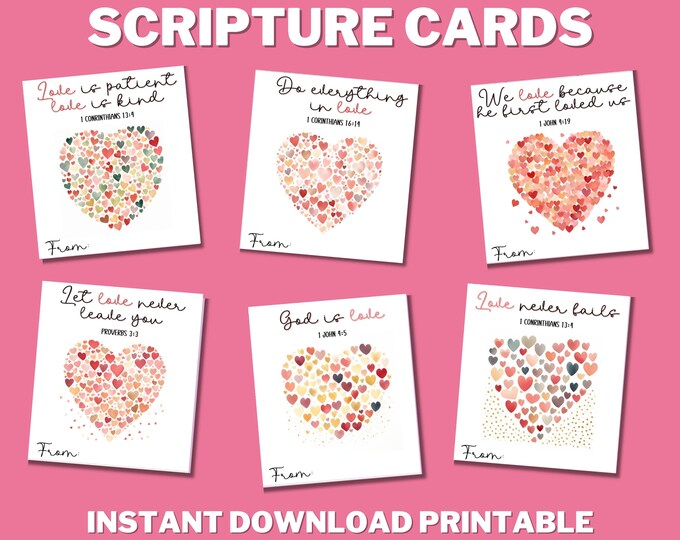 Christian Valentines Love Scripture Cards | Kids Valentine's Day Cards ...