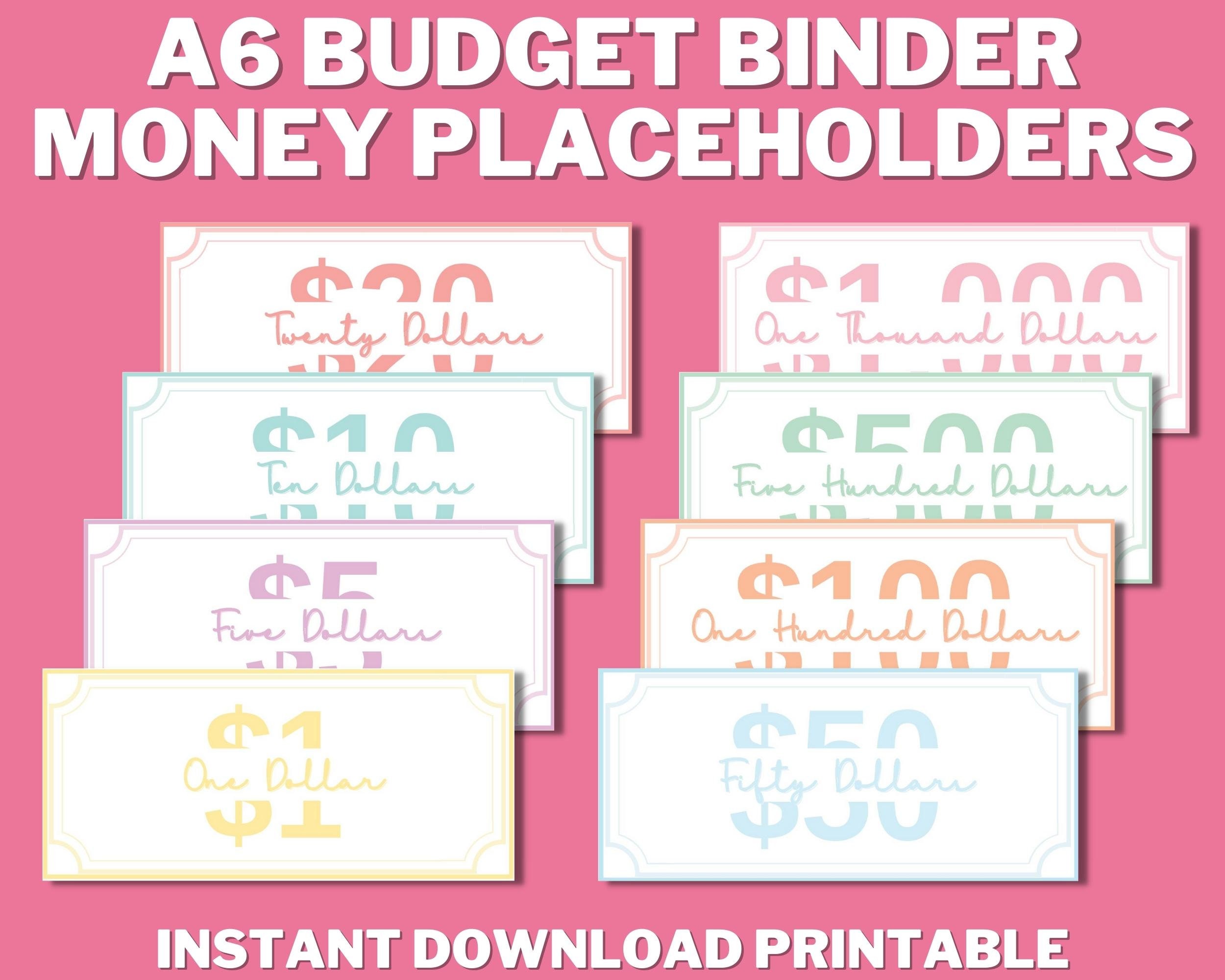 PRINTABLE Money Placeholders for A6 Budget Binders A6 Cash - Etsy Australia
