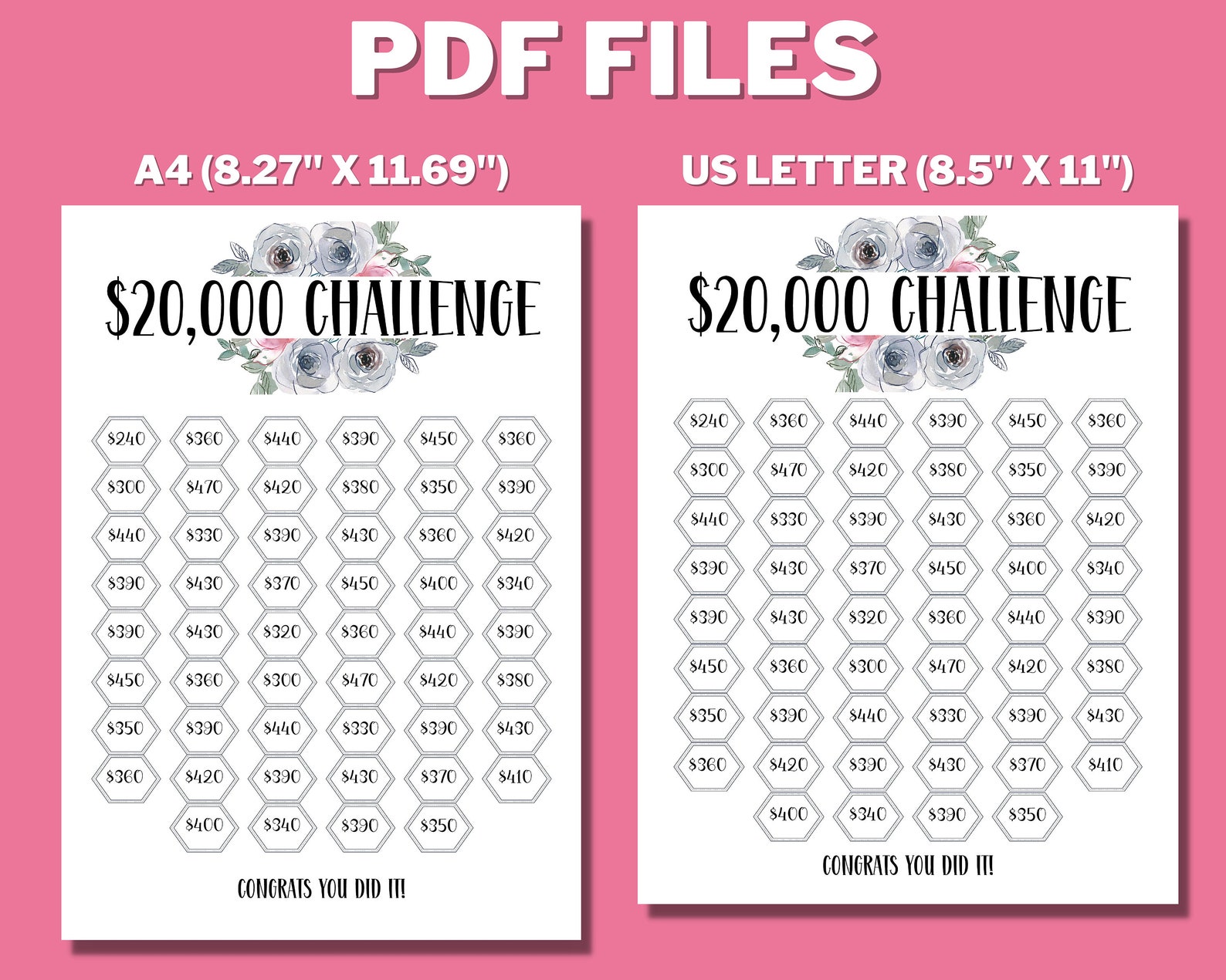 20K 52 Week Saving Challenge Printable 20000 in 1 Year 20K - Etsy