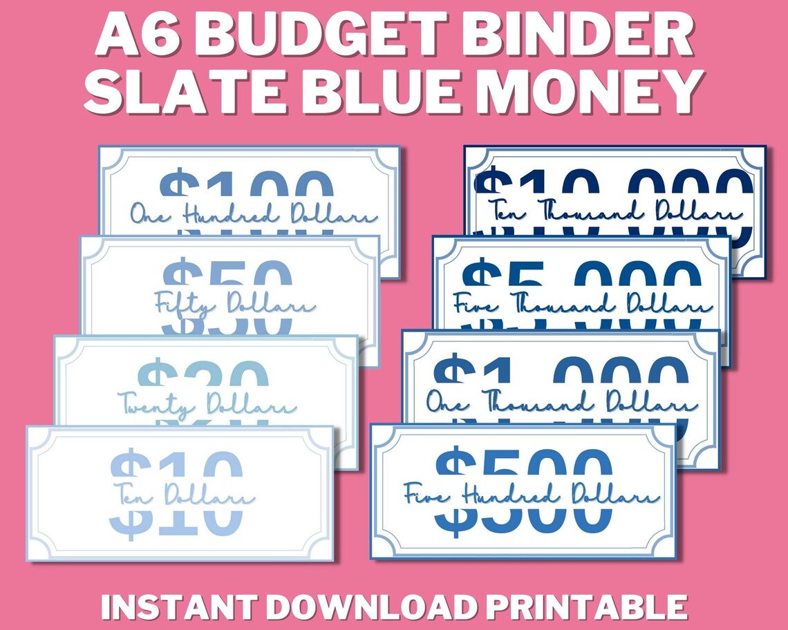 PRINTABLE Money Placeholders for A6 Budget Binders A6 Cash - Etsy