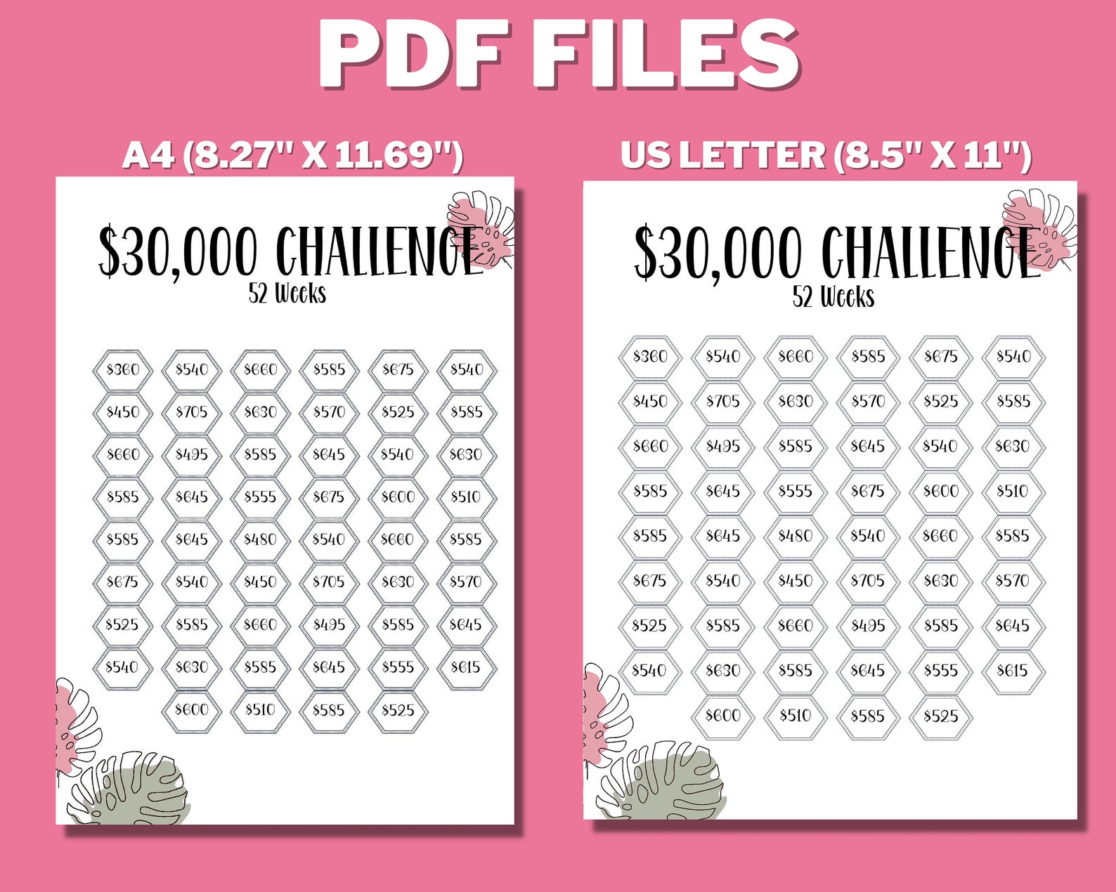 30K 52 Week Savings Printable, 30,000 Saving Tracker, 30K Challenge, 1 ...