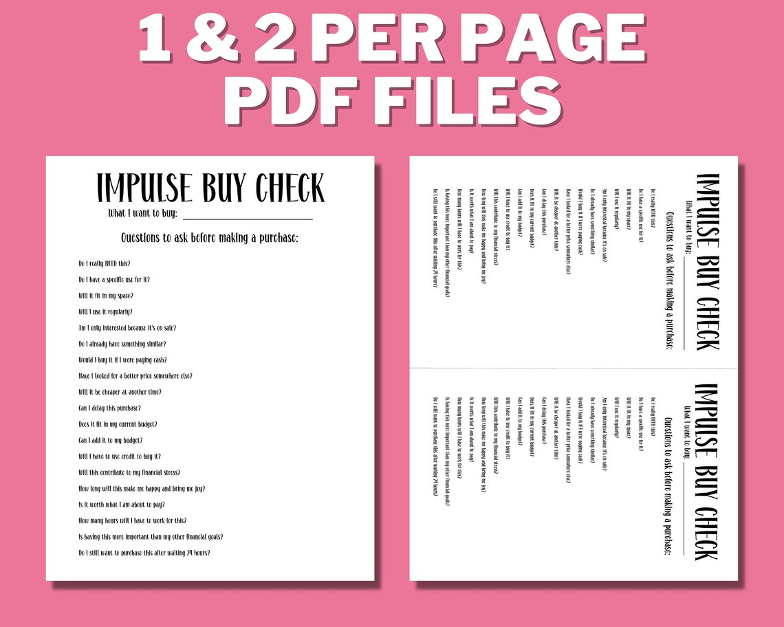 Stop Impulse Buying Printable Purchase Decision Checklist - Etsy