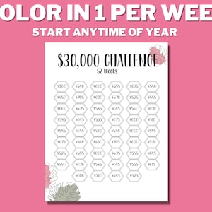 30K 52 Week Savings Printable, 30,000 Saving Tracker, 30K Challenge, 1 ...