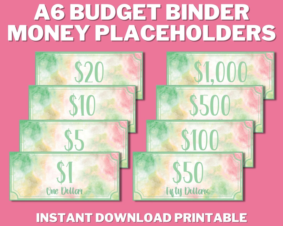 PRINTABLE Money Placeholders for A6 Budget Binders, A6 Cash Envelope ...