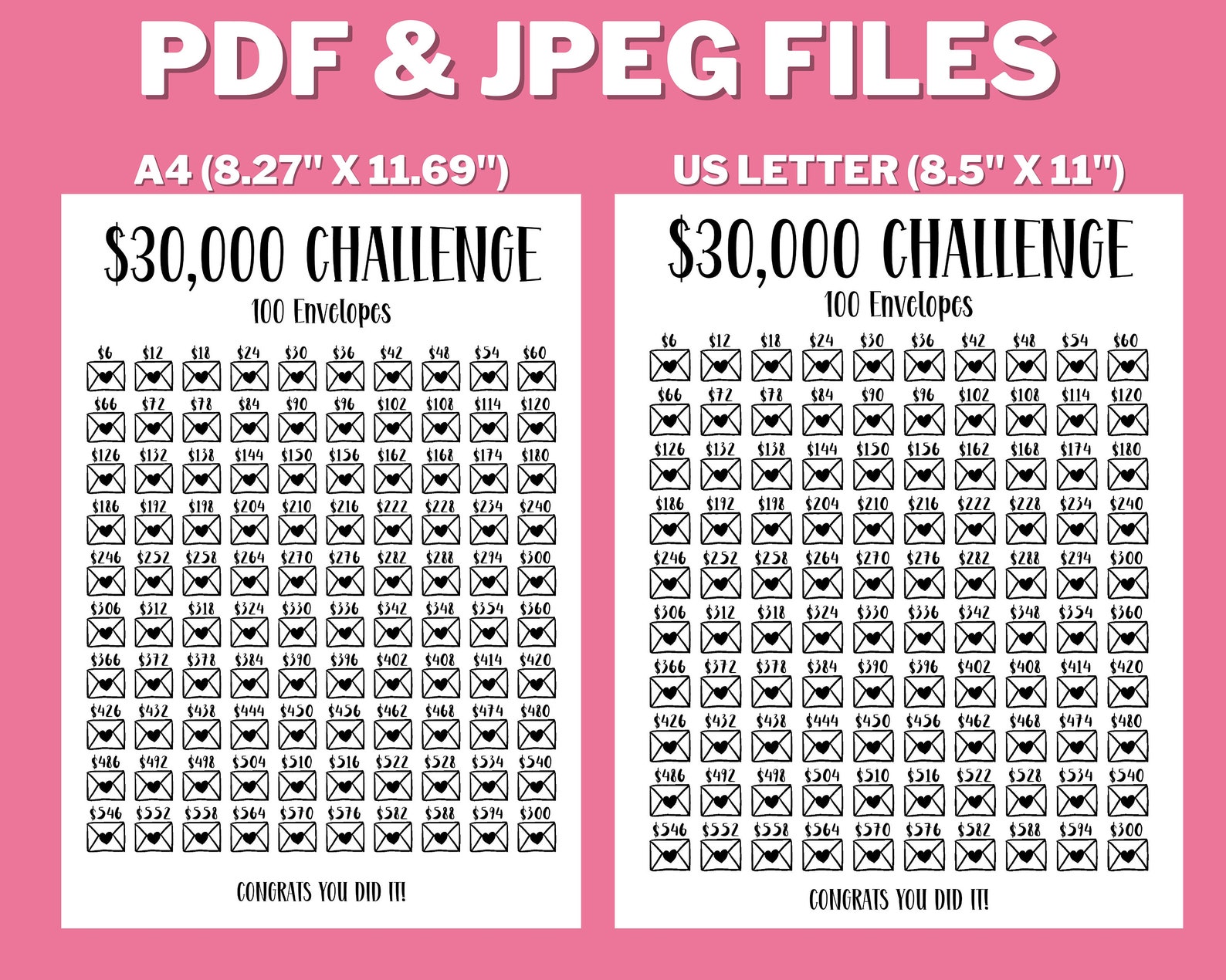 Free printable 100 envelope challenge tracker - numberquest