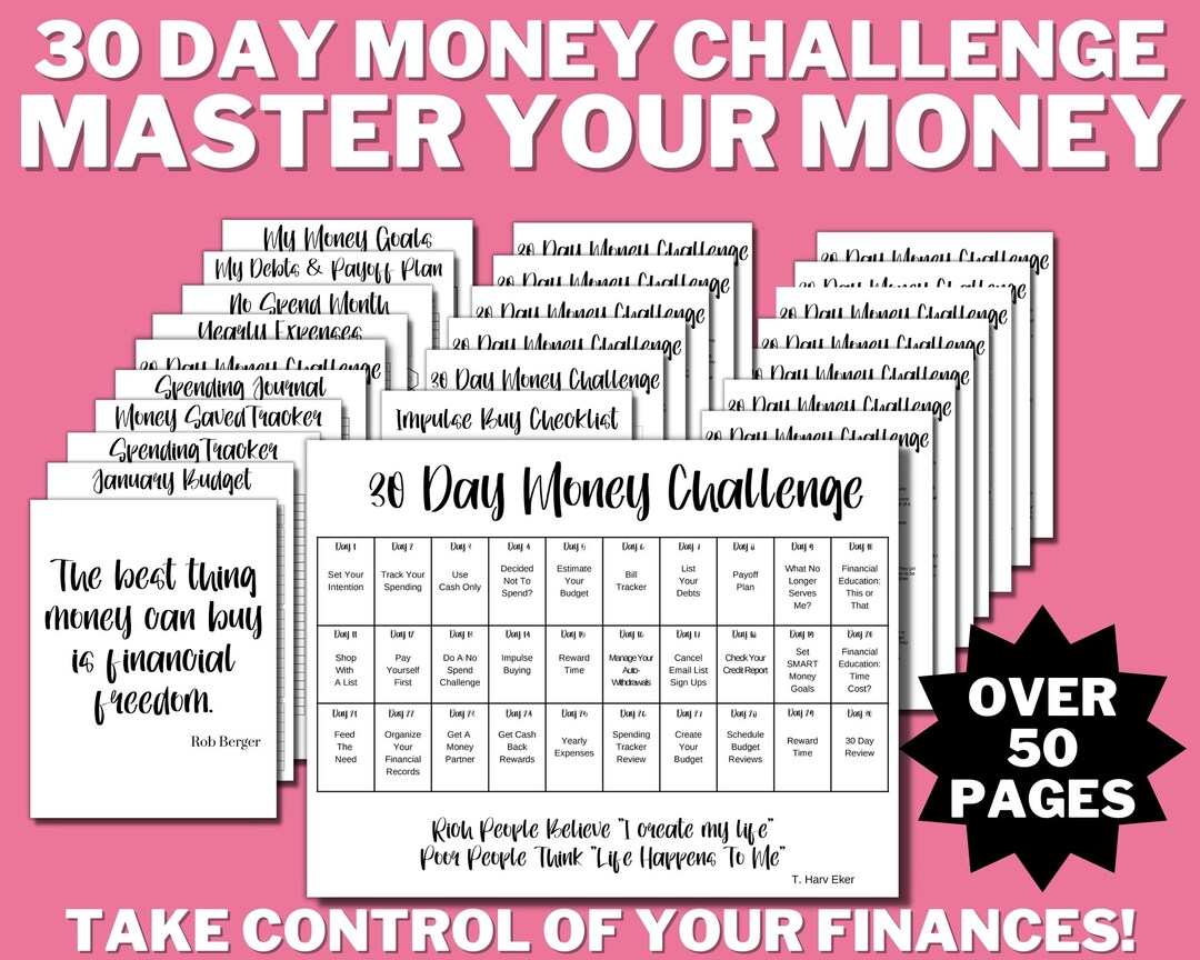 30 Day Money Challenge PRINTABLE, Financial Plan, Money Management ...