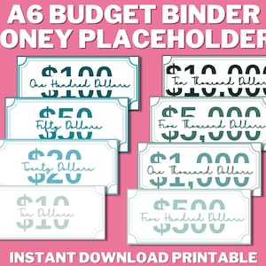 PRINTABLE Money Placeholders for A6 Budget Binders, A6 Cash Envelope ...