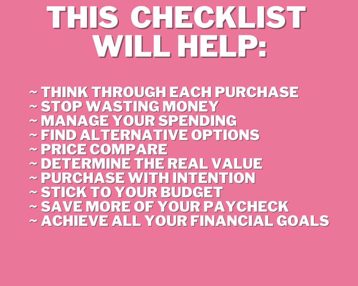 Stop Impulse Buying Printable Purchase Decision Checklist - Etsy