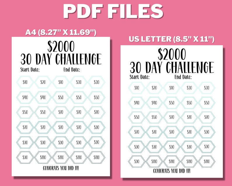 2K 30 DAY CHALLENGE Printable, 2K Saving Tracker, 2K Challenge, Savings ...
