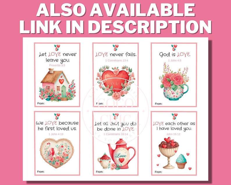 Bible Verse Valentine Cards PRINTABLE Valentines Scripture - Etsy