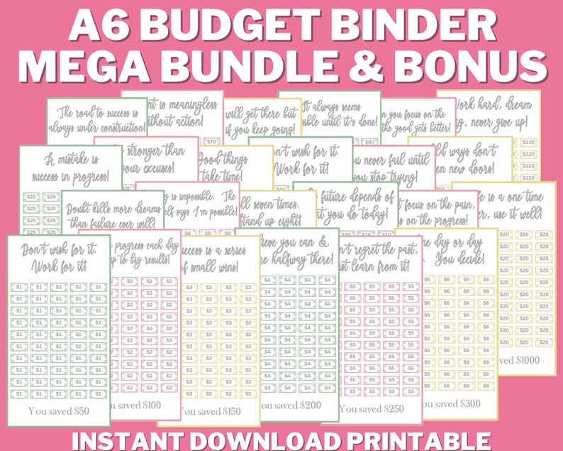 A6 Mini Savings Challenge Bundle PRINTABLE, Mini Savingstrackers, A6 ...