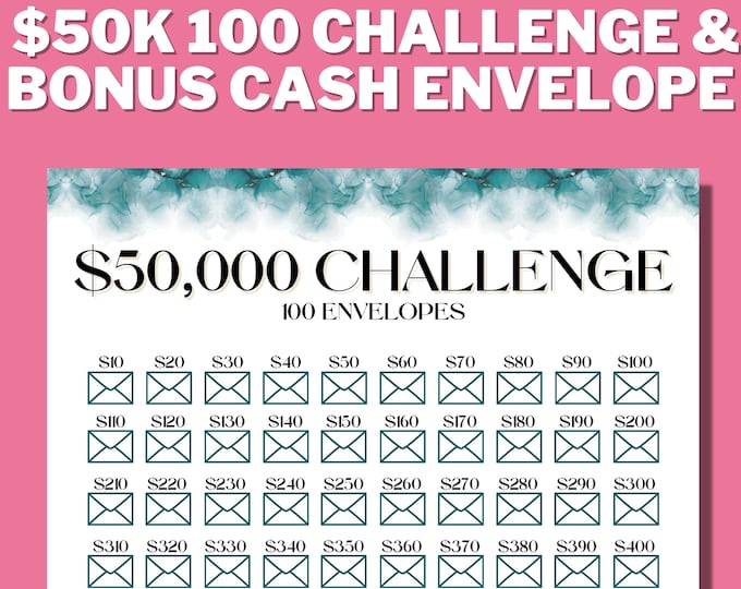 50000 Savings Challenge Printable, Savings Tracker, 50k Savings ...