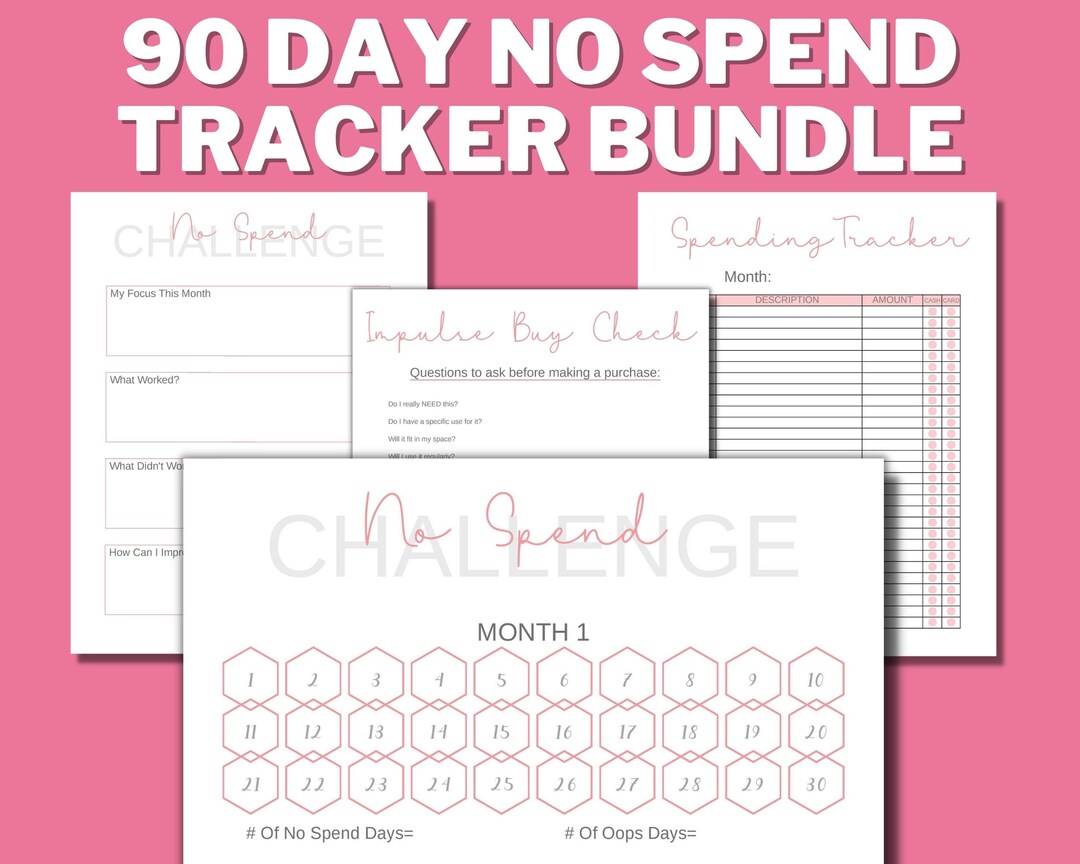 No Spend Month Bundle Printable, No Spend Challenge, No Spend Goal ...
