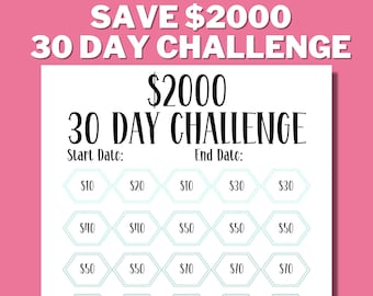 Pink 2,000 Money Saving Challenge, Save 2000 in 30 Days, 2000 Savings ...