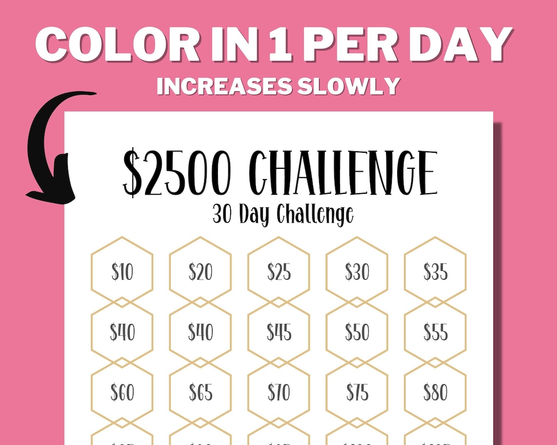 2500 30 DAY CHALLENGE Printable 2500 Savings Challenge - Etsy