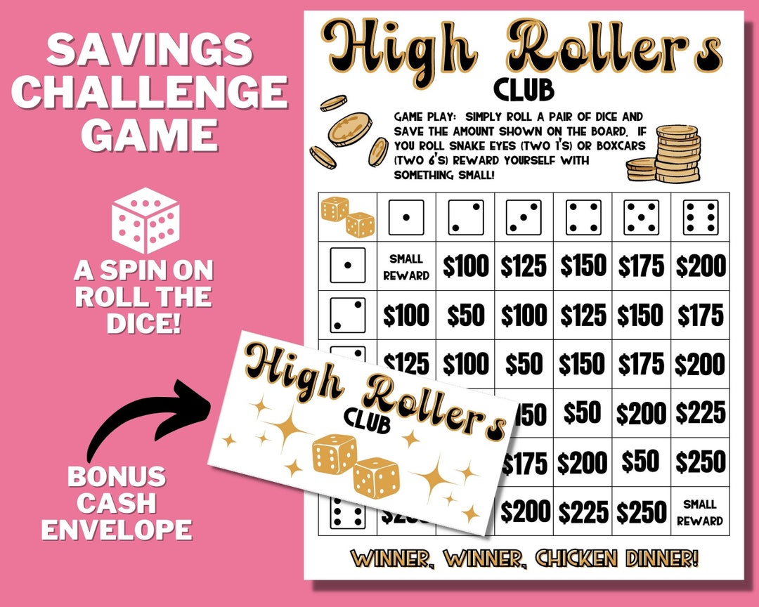 Casino Money Saving Challenge PRINTABLE, Roll Dice Savings Tracker Game ...