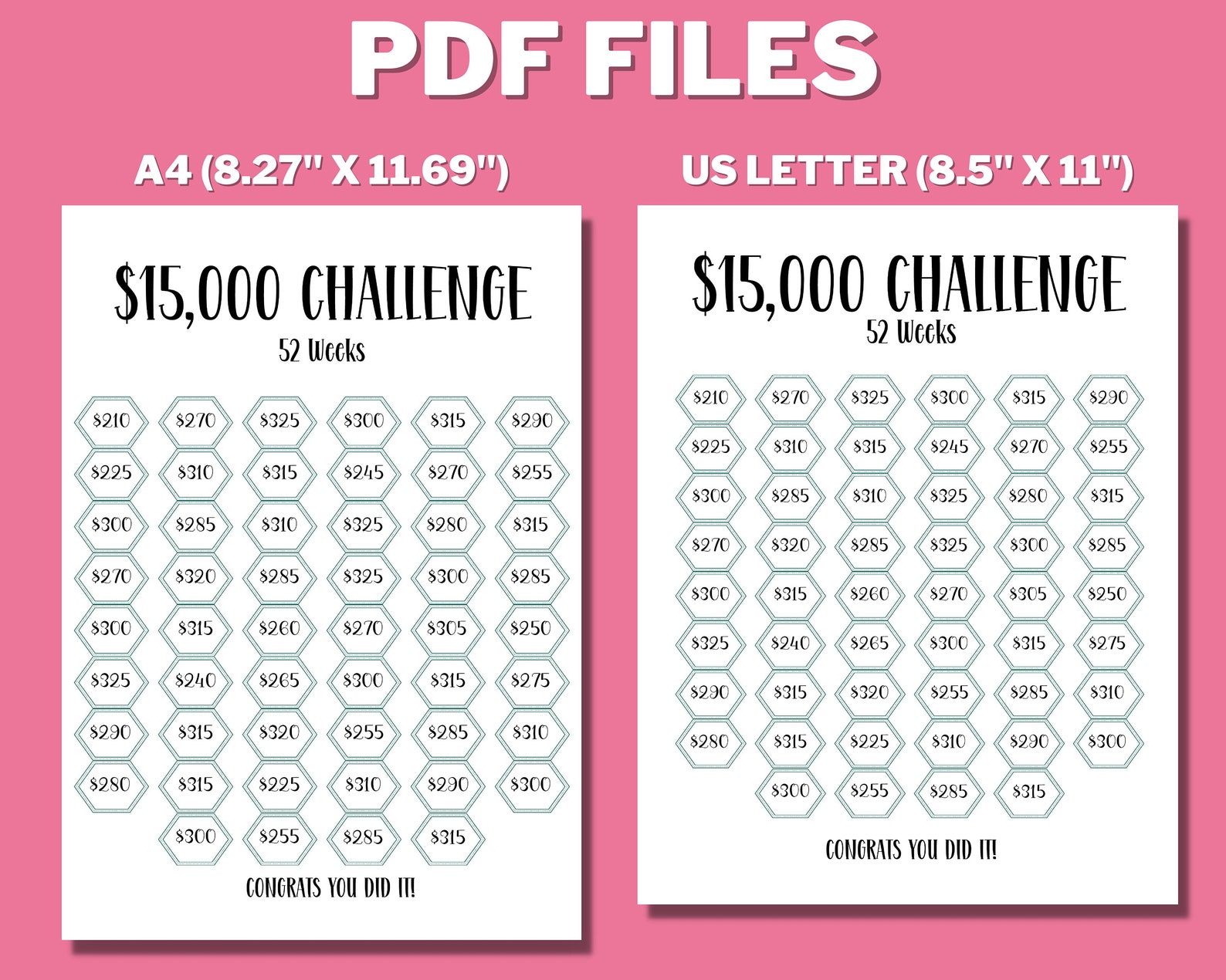 15K 52 Week Savings Challenge Printable 15000 Saving Tracker - Etsy Ireland