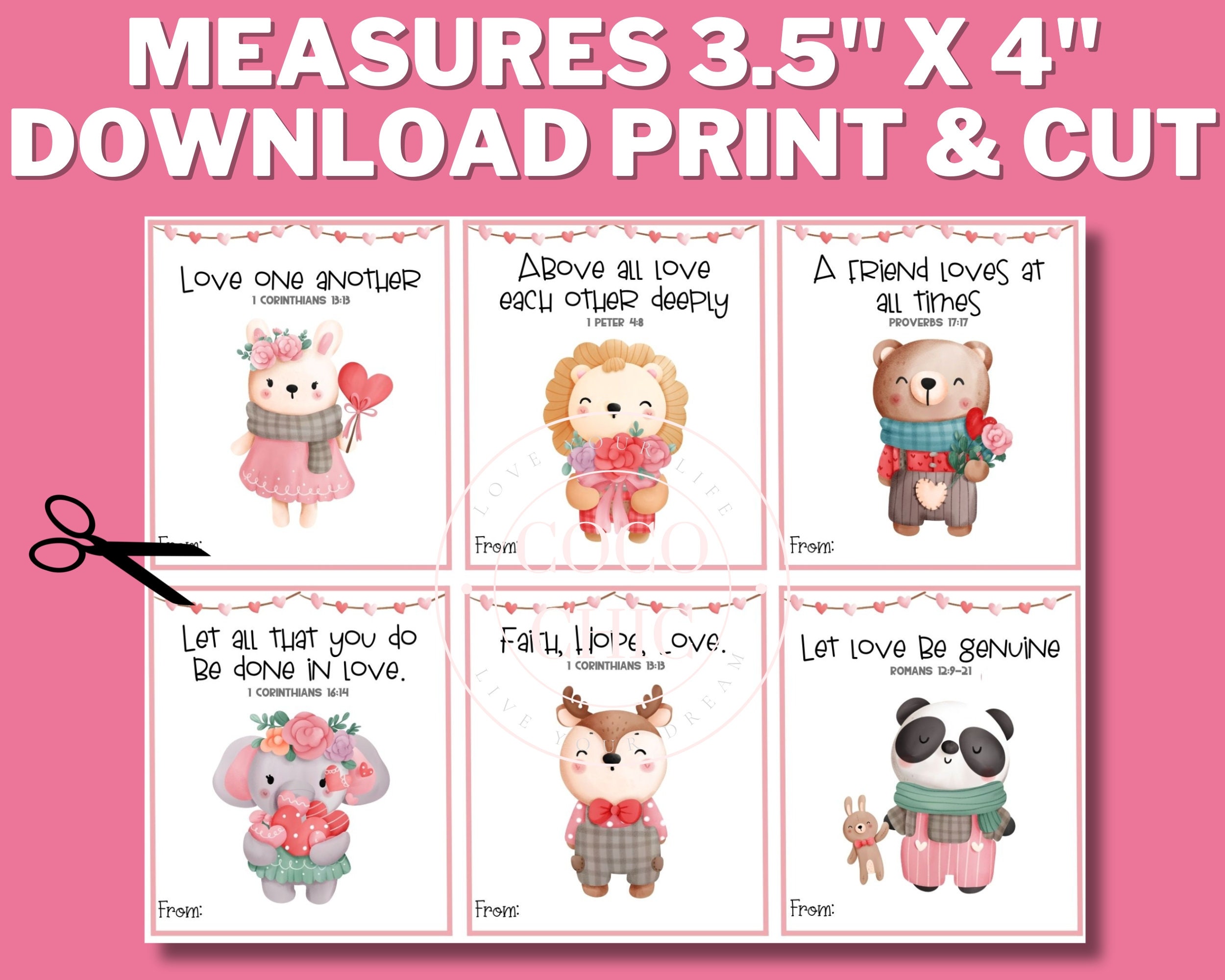 Bible Verse Valentine Cards PRINTABLE, Valentines Scripture Cards ...