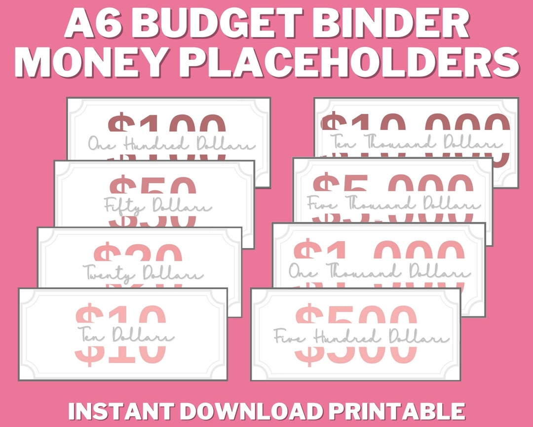 PRINTABLE Money Placeholders for A6 Budget Binders, A6 Cash Envelope ...