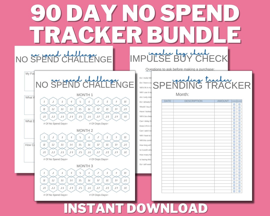 90 Day No Spend Challenge Bundle Printable, No Spend Month, No Spend ...