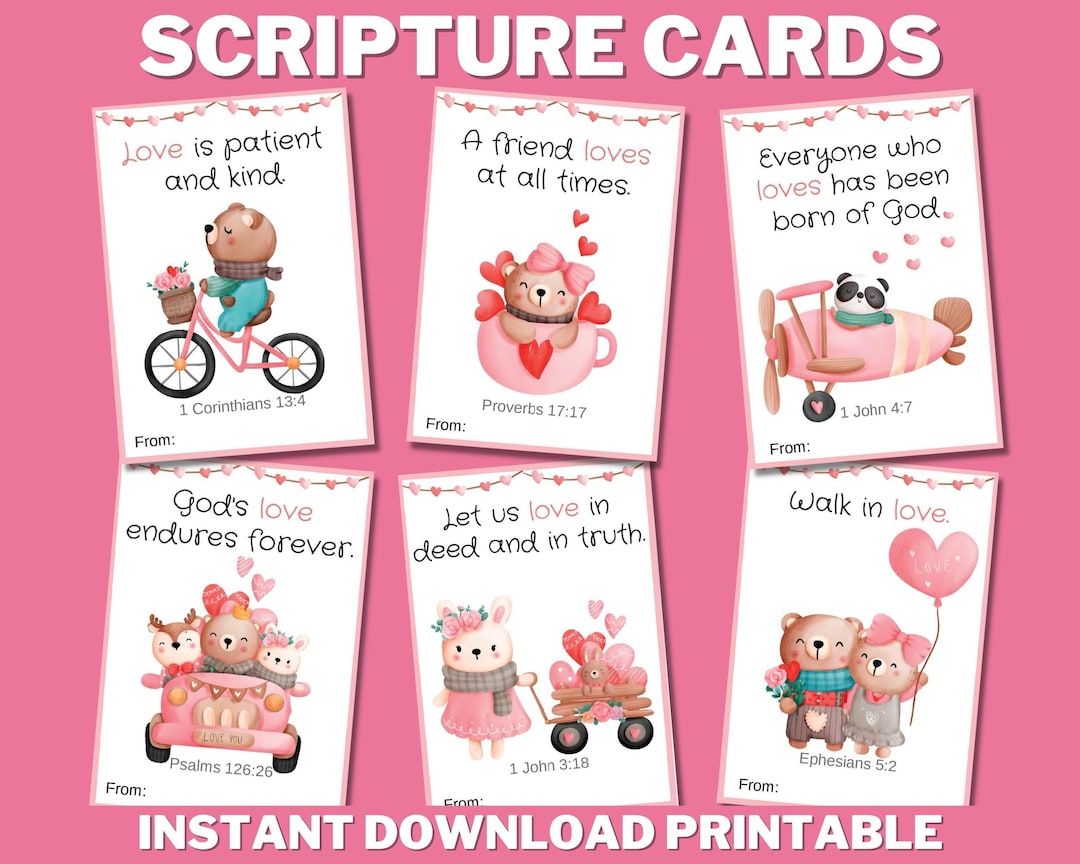 Bible Verse Valentine Cards PRINTABLE, Valentines Scripture Cards ...