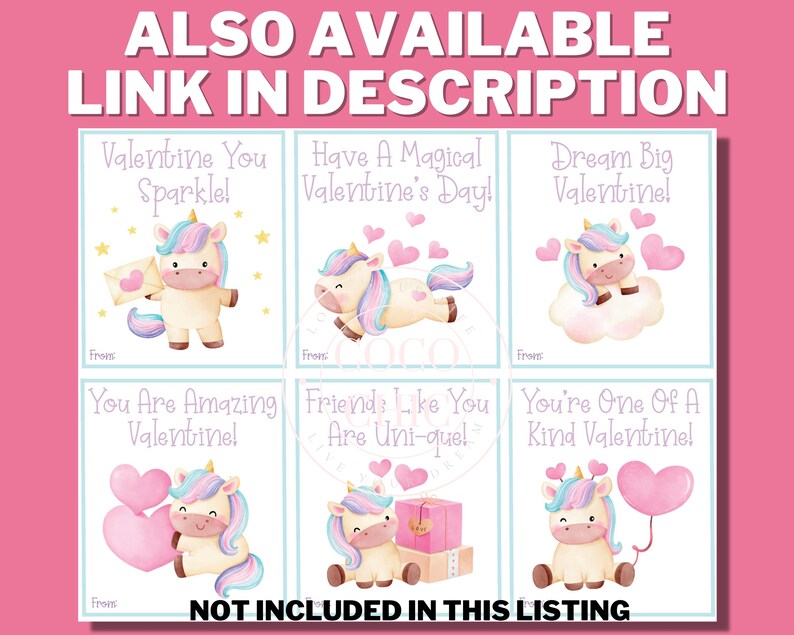 Rainbow Unicorn Valentine's Day Cards for Kids PRINTABLE, Unicorn ...