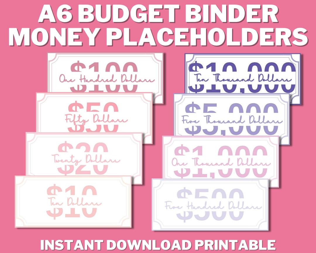 PRINTABLE Money Placeholders for A6 Budget Binders, A6 Cash Envelope ...