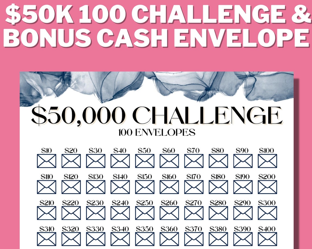 50K 100 Envelope Saving Challenge PRINTABLE, 50000 Savings Tracker, Savings Goal, Money Save ...