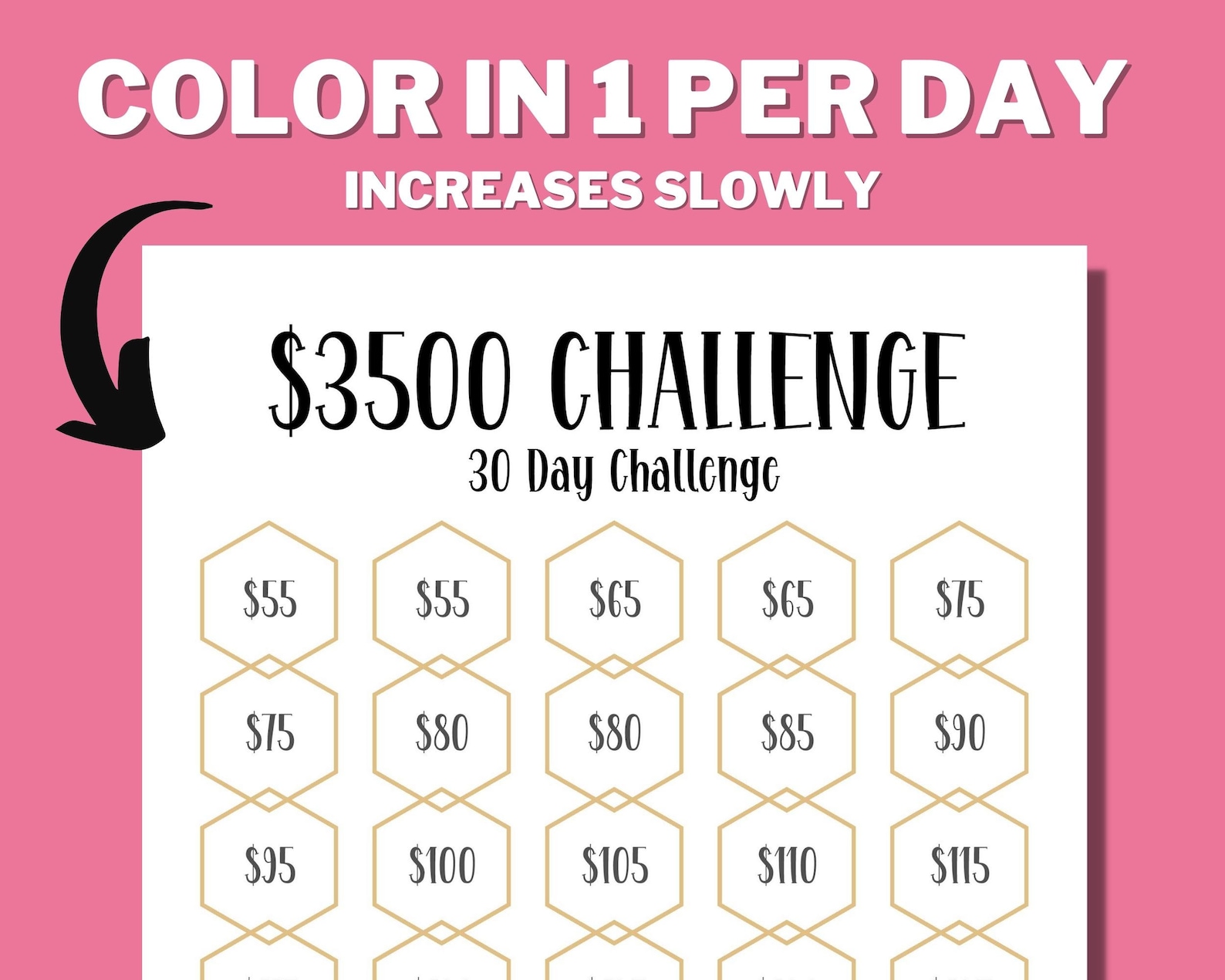 3500 30 DAY CHALLENGE Printable, 3500 Saving Tracker, Savings Goal ...