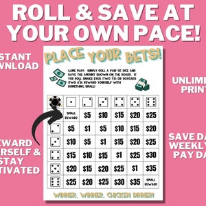 Casino Money Saving Challenge PRINTABLE, Roll Dice Savings Tracker Game ...