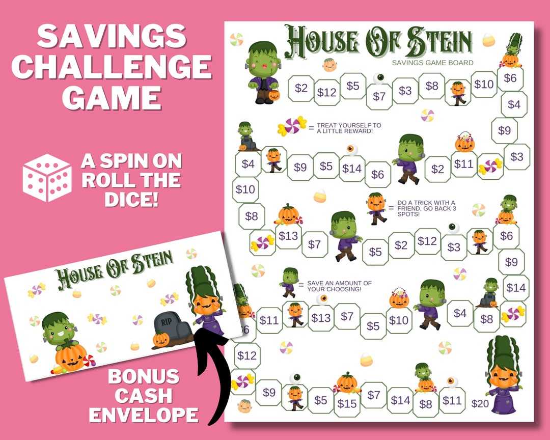 Frankenstein Halloween Saving Challenge Printable,roll the Dice Savings ...