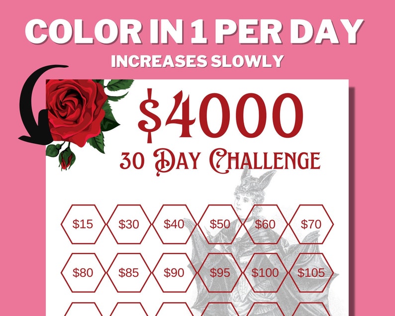 4K 30 DAY CHALLENGE Printable 4000 Saving Tracker 4K Savings - Etsy
