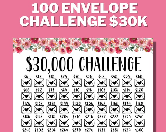 30K 100 ENVELOPE CHALLENGE Printable 30000 Saving Tracker - Etsy