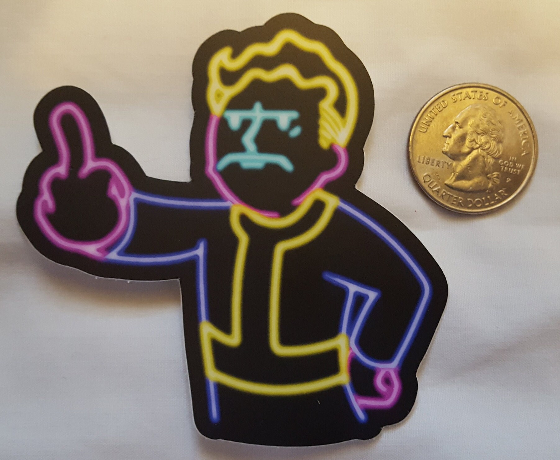Fallout Vault Boy Middle Finger Sticker - Etsy